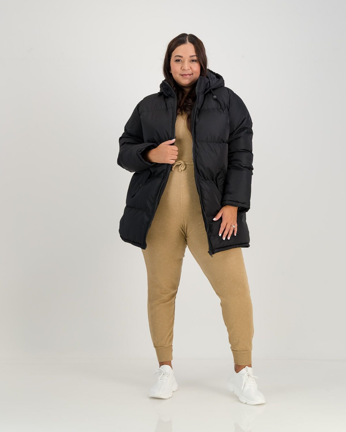 Plus Padded Longer Length Jacket (Black)